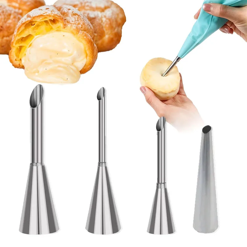 Perfect Cream Puff Maker! 4Pcs Stainless Steel Piping Tips - No Mess ...