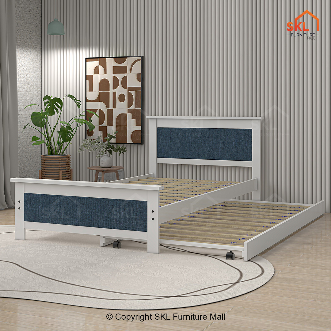SKL Furniture Elijah Solid Wooded Single Bedframe + Pullout Bed / Katil ...