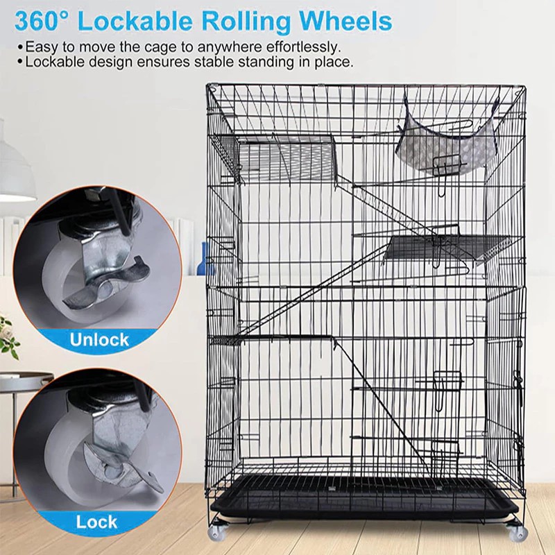 【Selangor Stock】Foldable Sangkar Kucing Large Space Multilayer Cat Cage ...