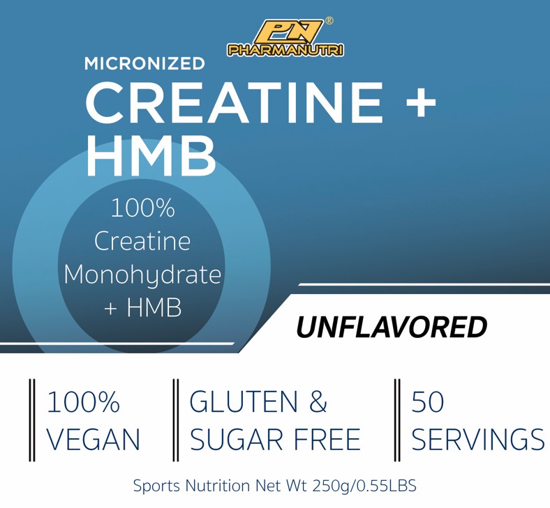 Creatine Monohydrate CMO200 + HMB Halal by Pharmanutri (250g) 50 ...