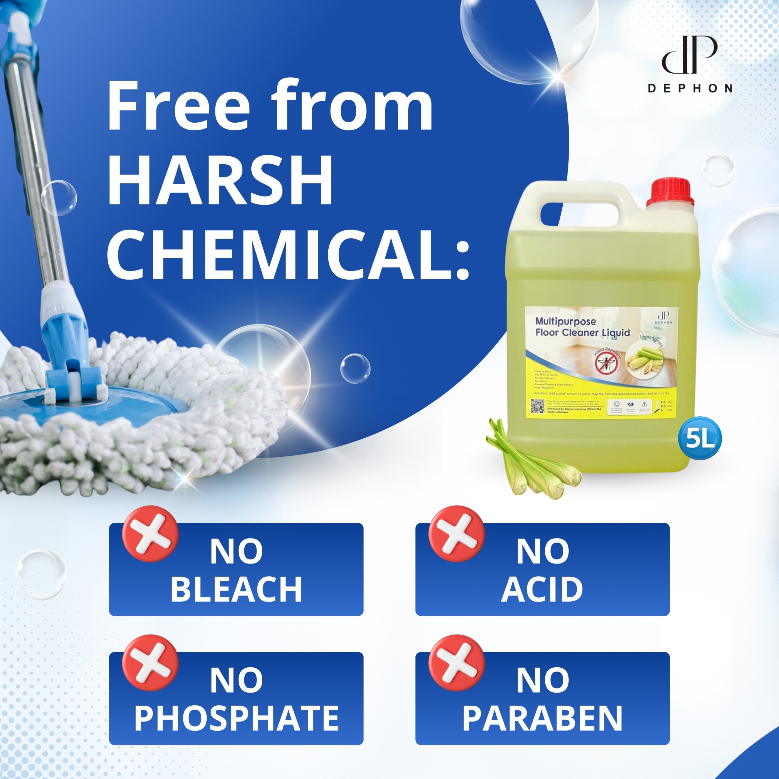 [COSE] Dephon 5L Serai Wangi Floor Cleaner Multipurpose Cleaner Insect ...