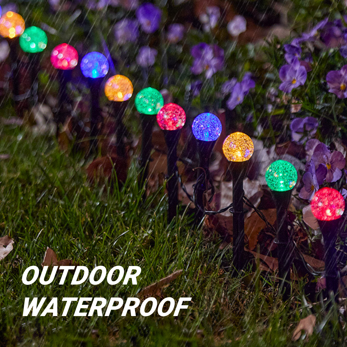Solar Crystal Ball Lawn String Light Waterproof Insert Into The Land ...