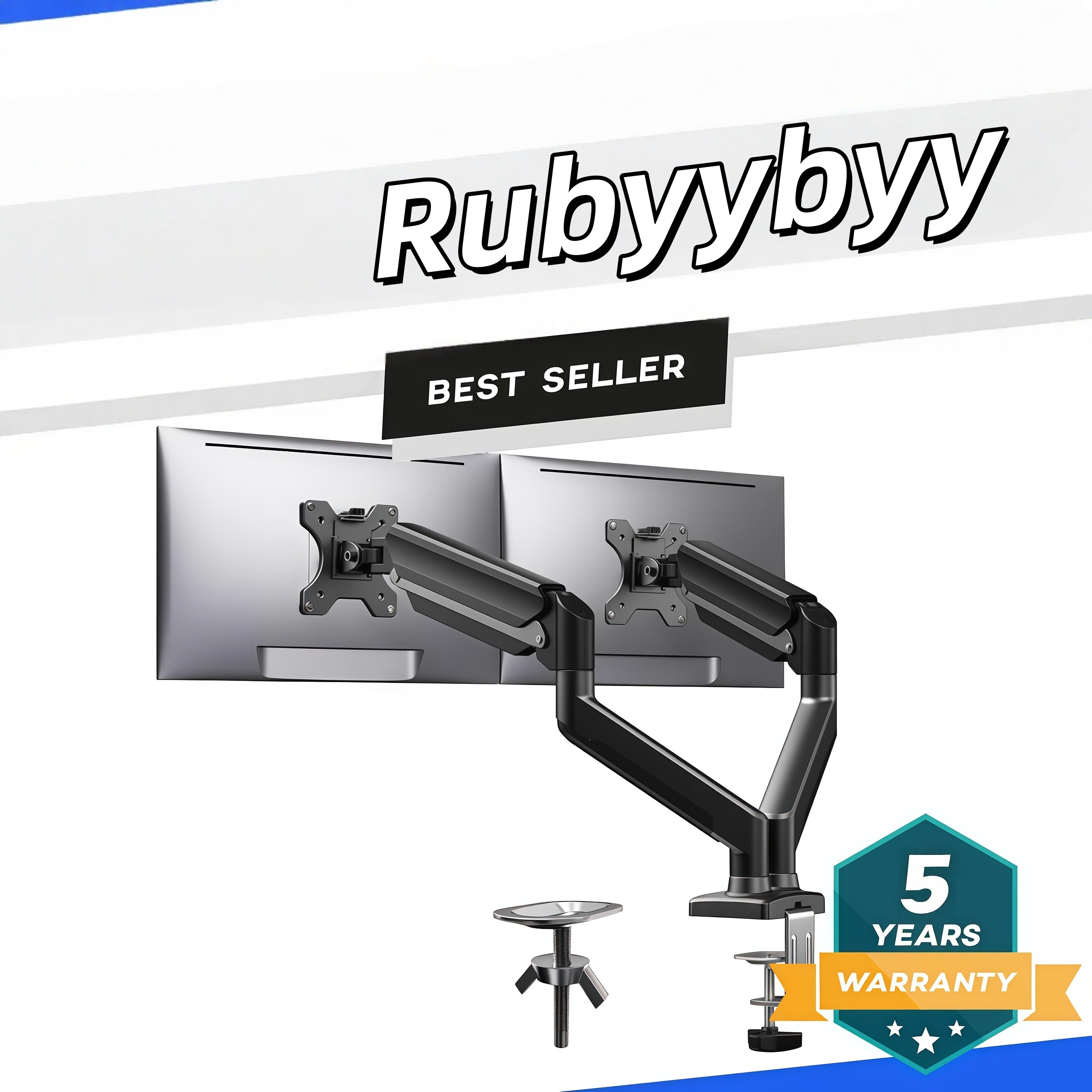 STOCK Monitor Stand Arm Double Adjustable Desktop Dual Arm Gas Strut ...
