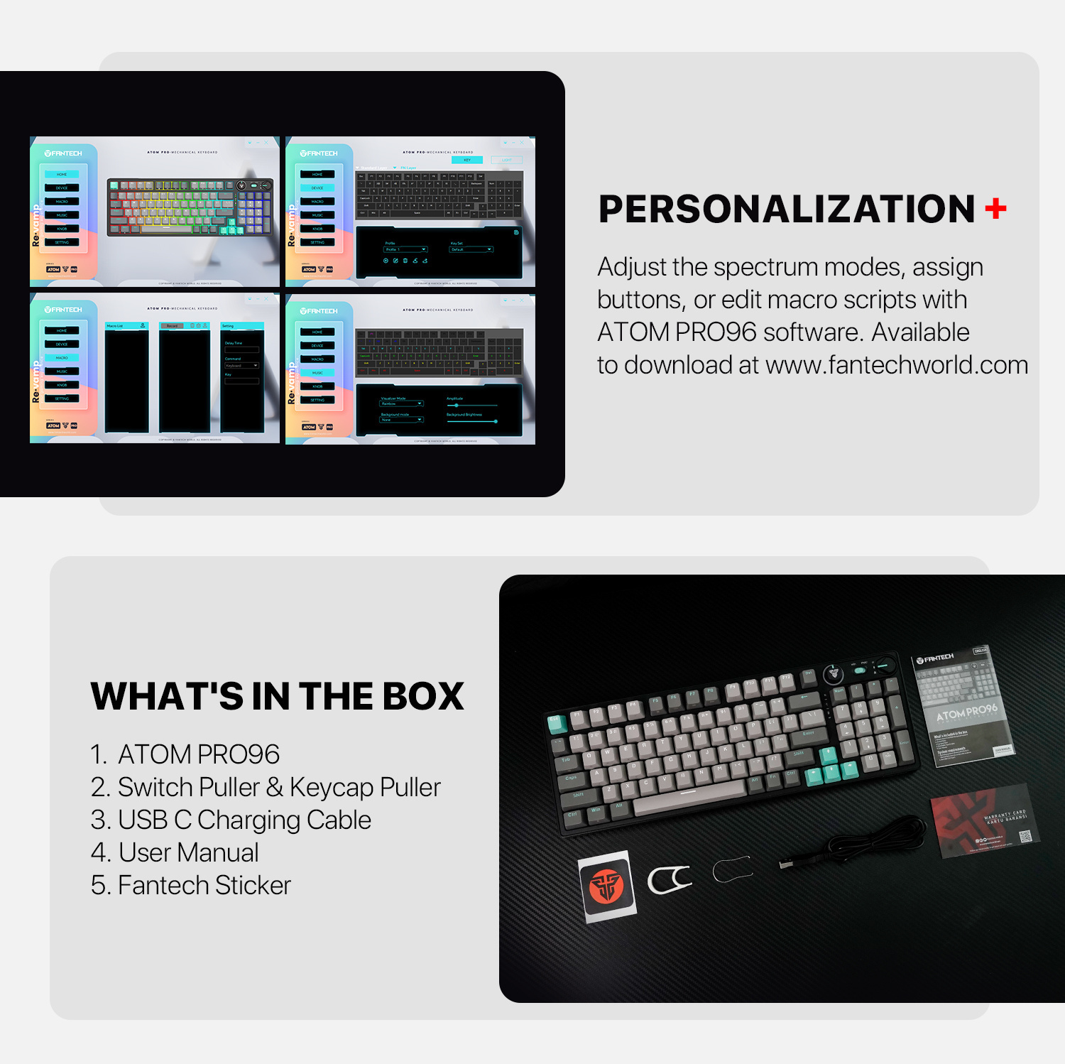 Fantech MK914 ATOM PRO96 Mechanical Keyboard 3 Connection Modes Hot ...