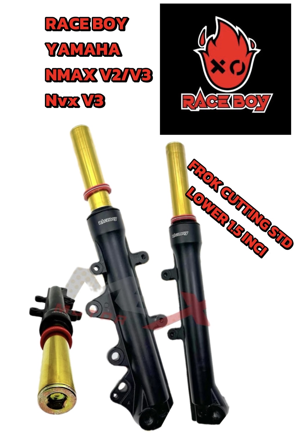 YAMAHA NVX V3 NMAX V2/V3 RACE BOY FRONT FORK STANDARD CUTTING GOLD ...