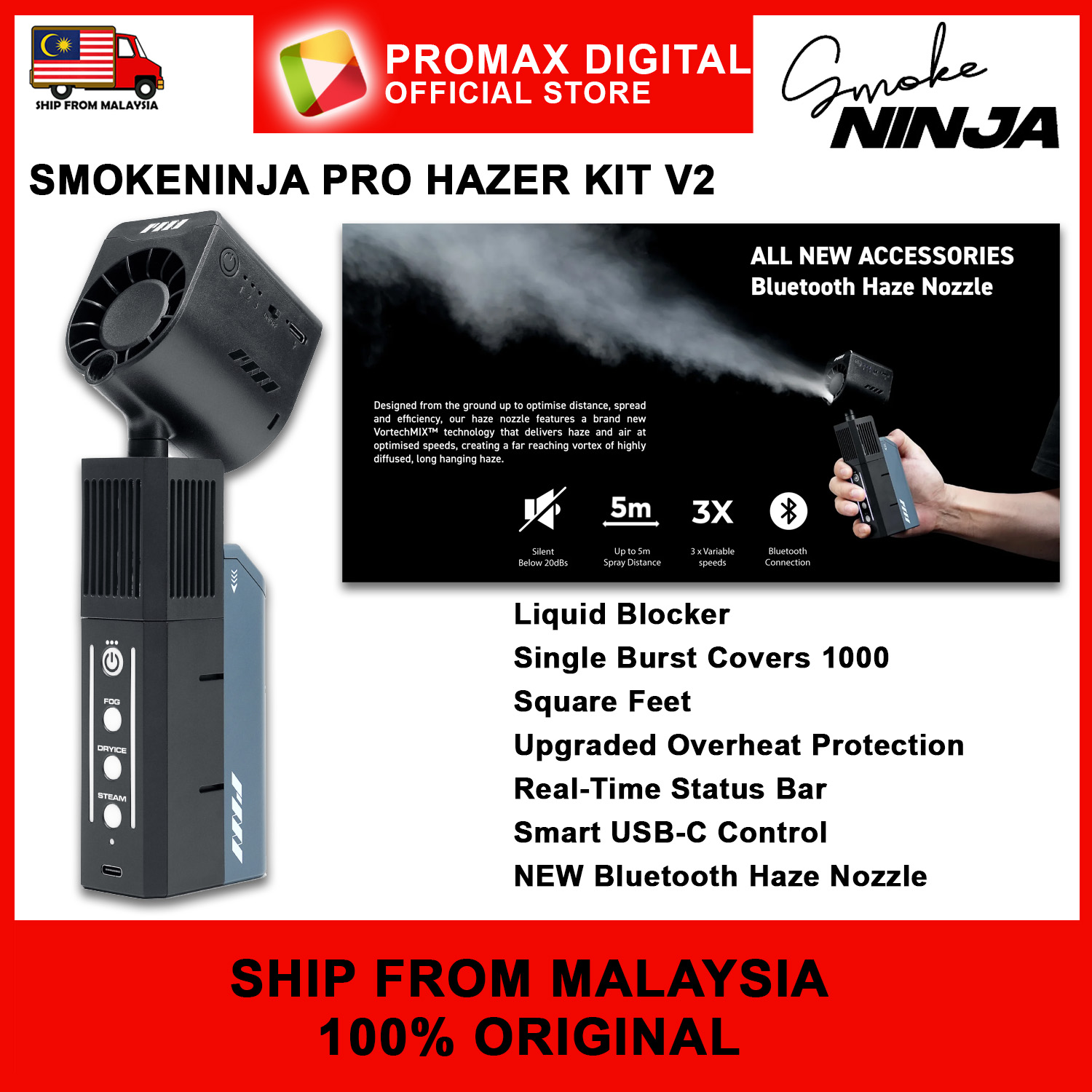 PMI SmokeNinjaPRO HAZER KIT Portable Fog Machine Fog smoke Dry-ice ...