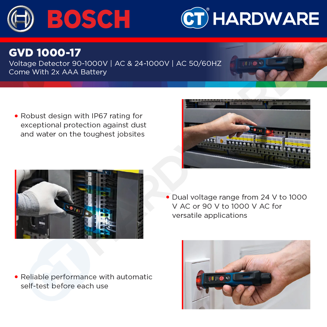 Bosch GVD 1000-17 Voltage Detector 90-1000V AC & 24-1000V AC | Come ...