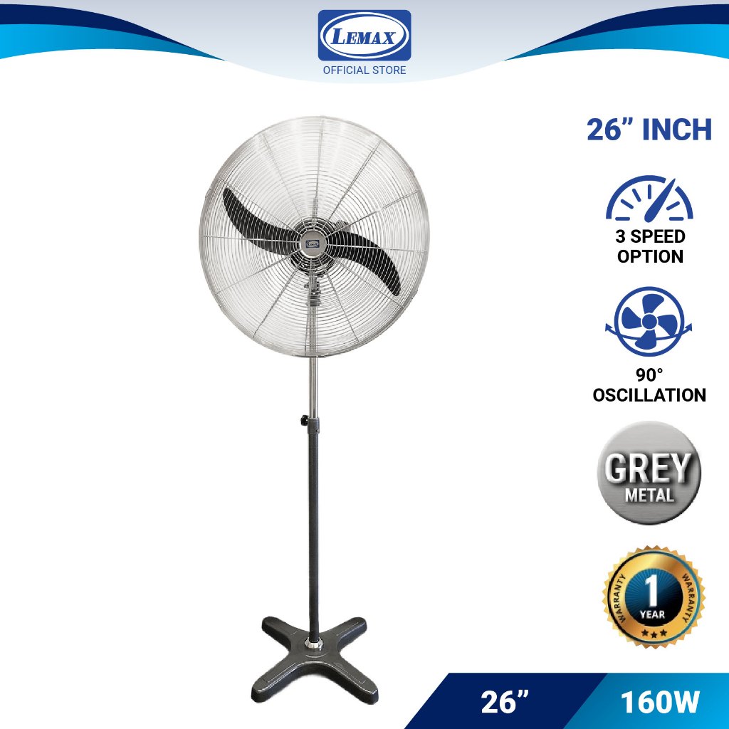 LEMAX 26" Inch Industrial Stand Fan/Kipas Berdiri Industri 26 Inci ...
