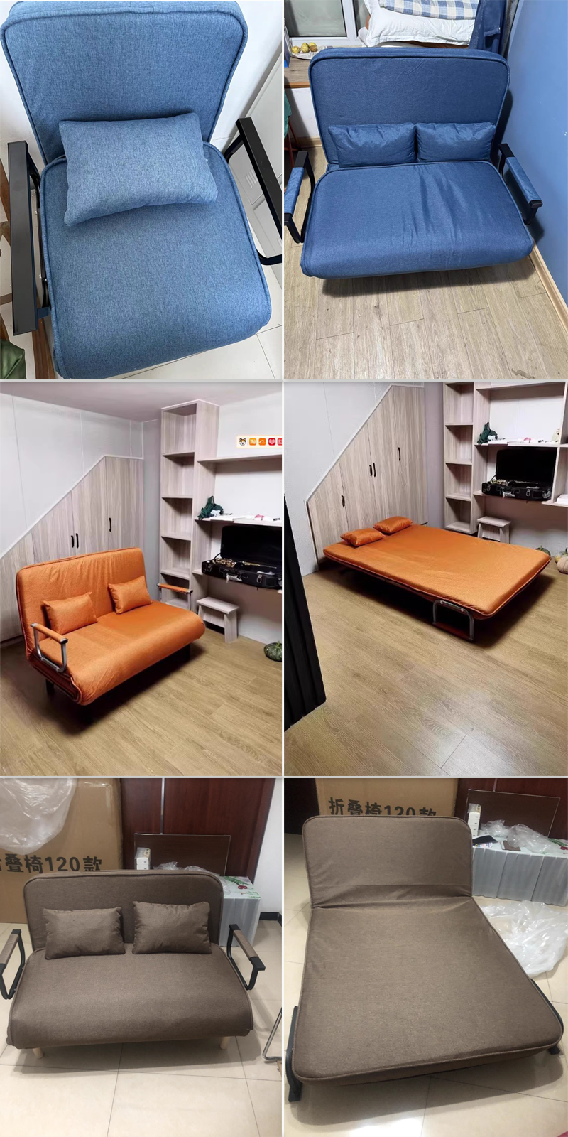 Folding Sofa 1/2/3 Seater Single/Queen Sofa Bed Frame Katil Bujang ...
