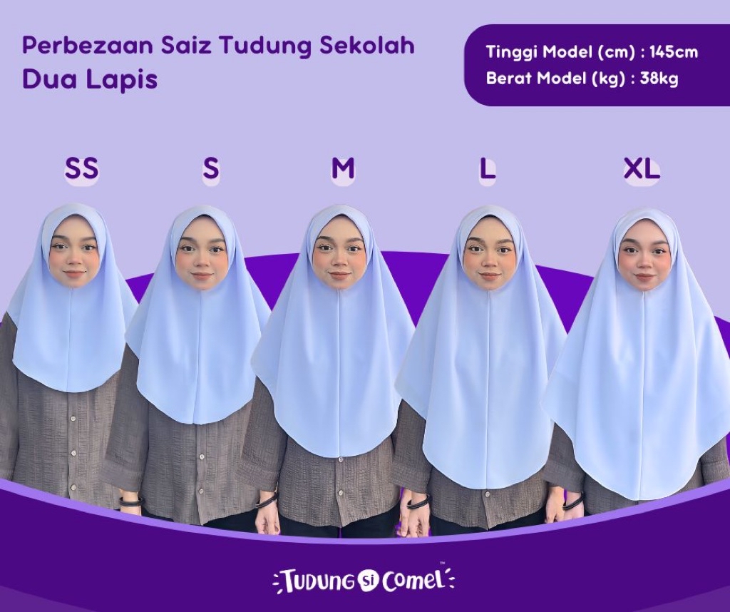 Tudung Sekolah Dua Lapis SOFT KOSHIBO ORIGINAL TUDUNGSICOMEL Tudung ...