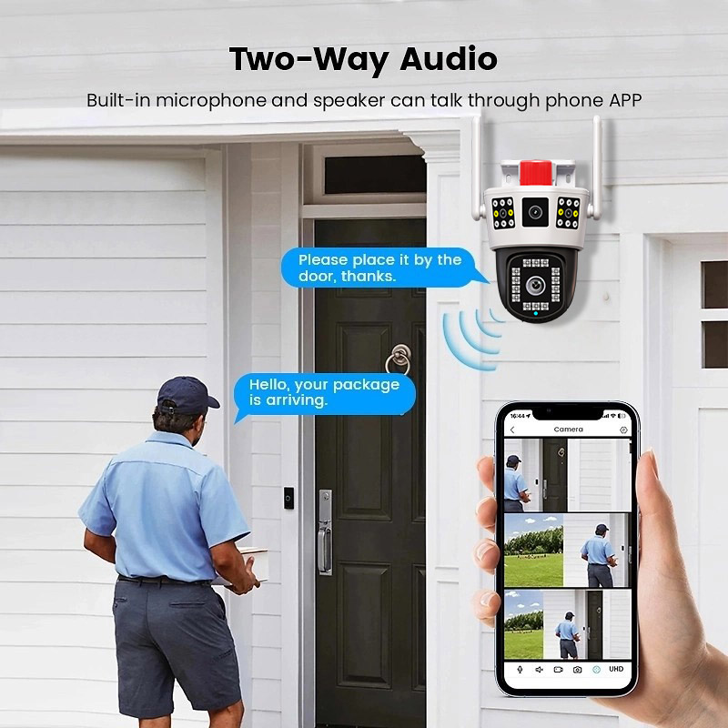 IM CAM APP CCTV Camera Wireless Outdoor Three Screen Dual Lens 9MP IP66 ...