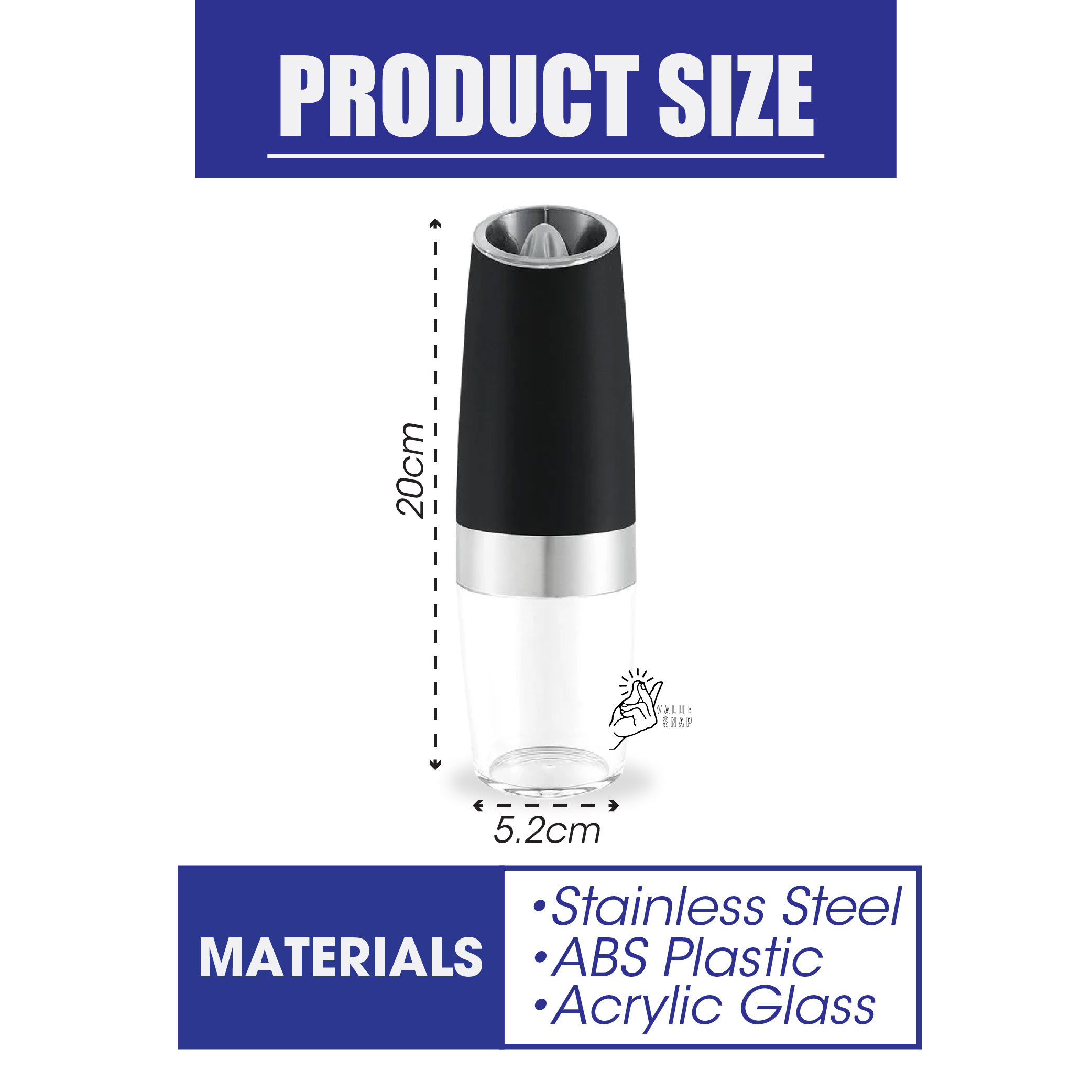 Electric Black Pepper And Salt Grinder Mill Automatic Food Grinder ...