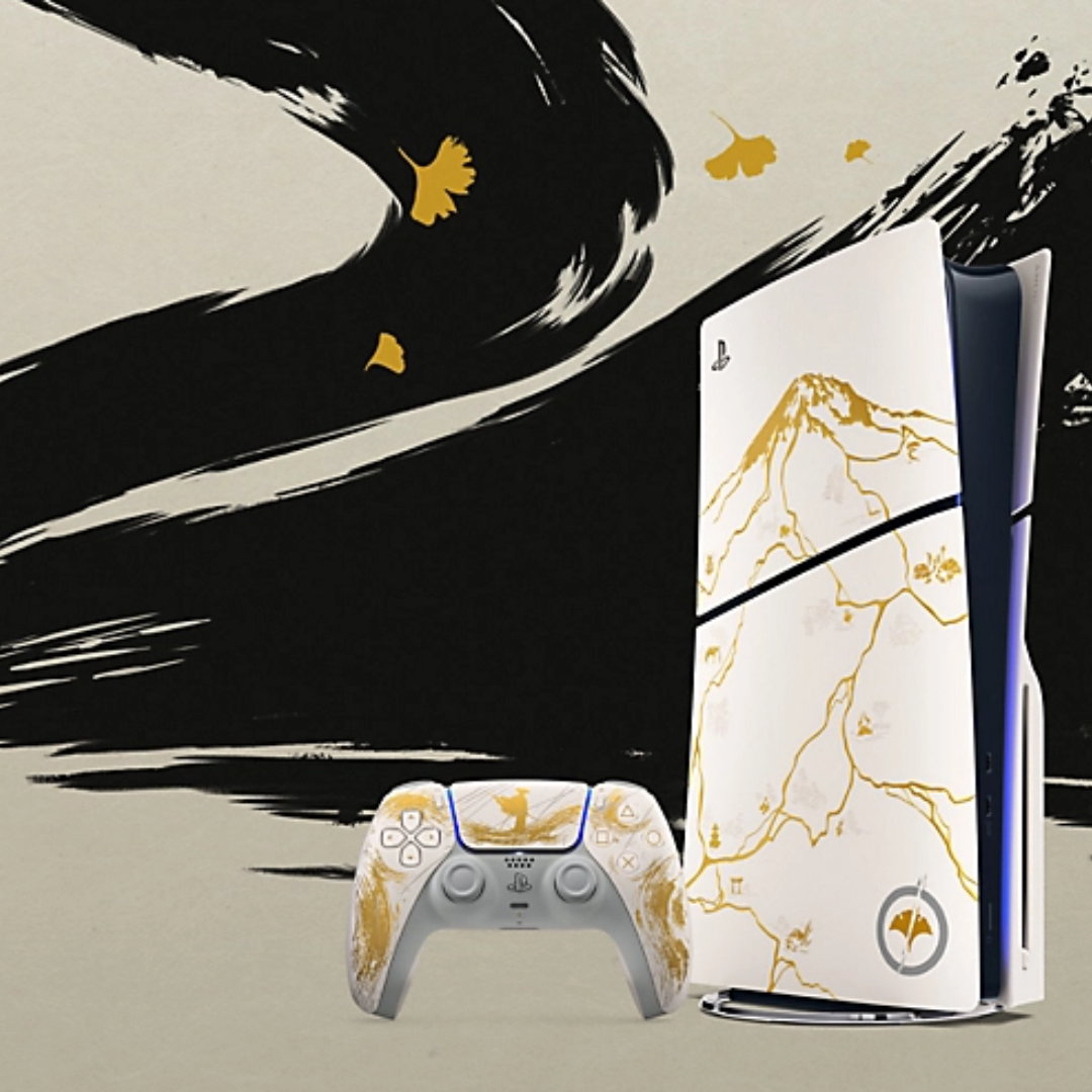 PS5 Slim Disc Console - Ghost of Yotei Gold Limited Edition Bundle ...