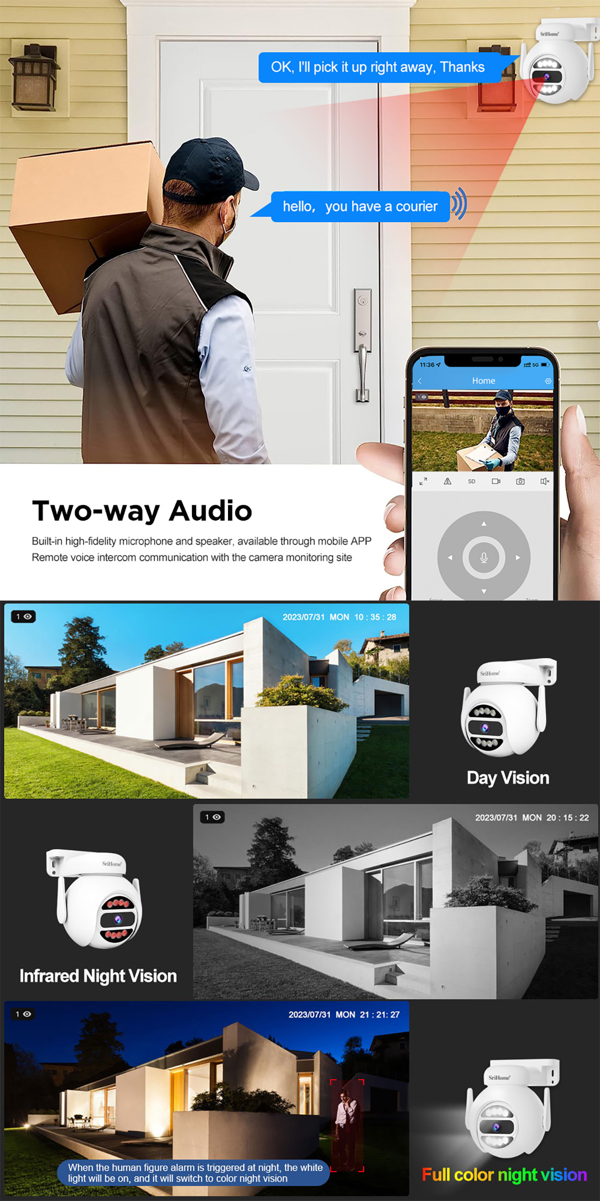5MP SriHome WiFi NVR 8CH Touch Screen Set + 8x PTZ Cameras – 2K HD ...
