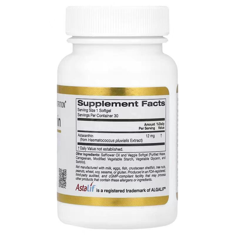 California Gold Nutrition Astaxanthin,Carotenoid,AstaLif Pure Icelandic ...
