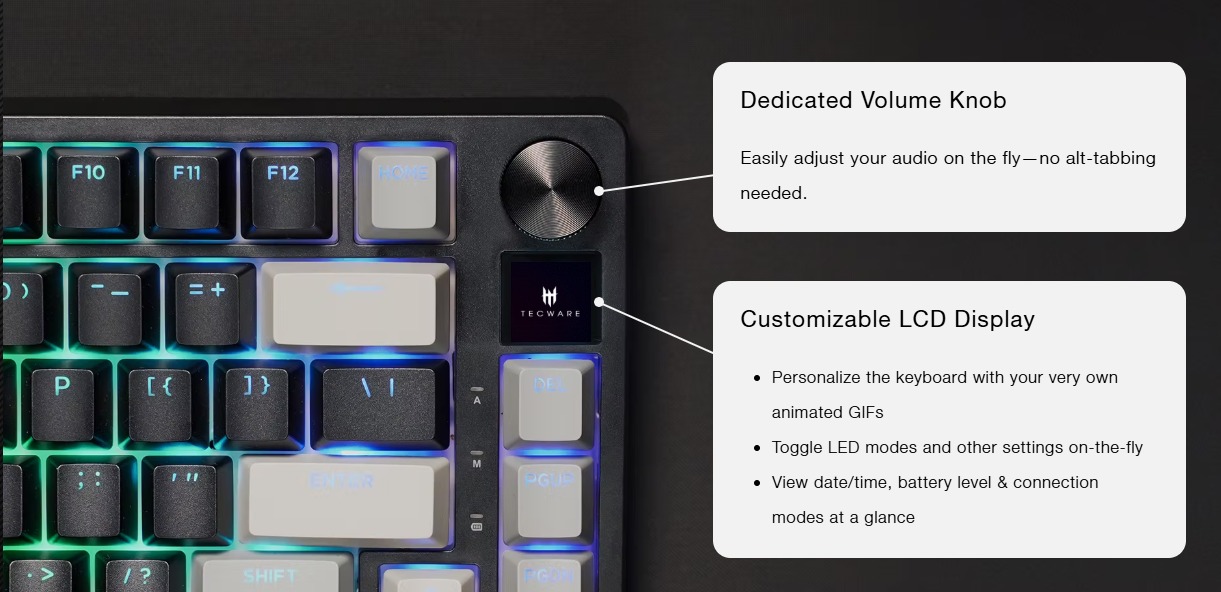Tecware Phantom S 75% RGB Wireless Tri-Mode Mechanical Gaming Keyboard ...