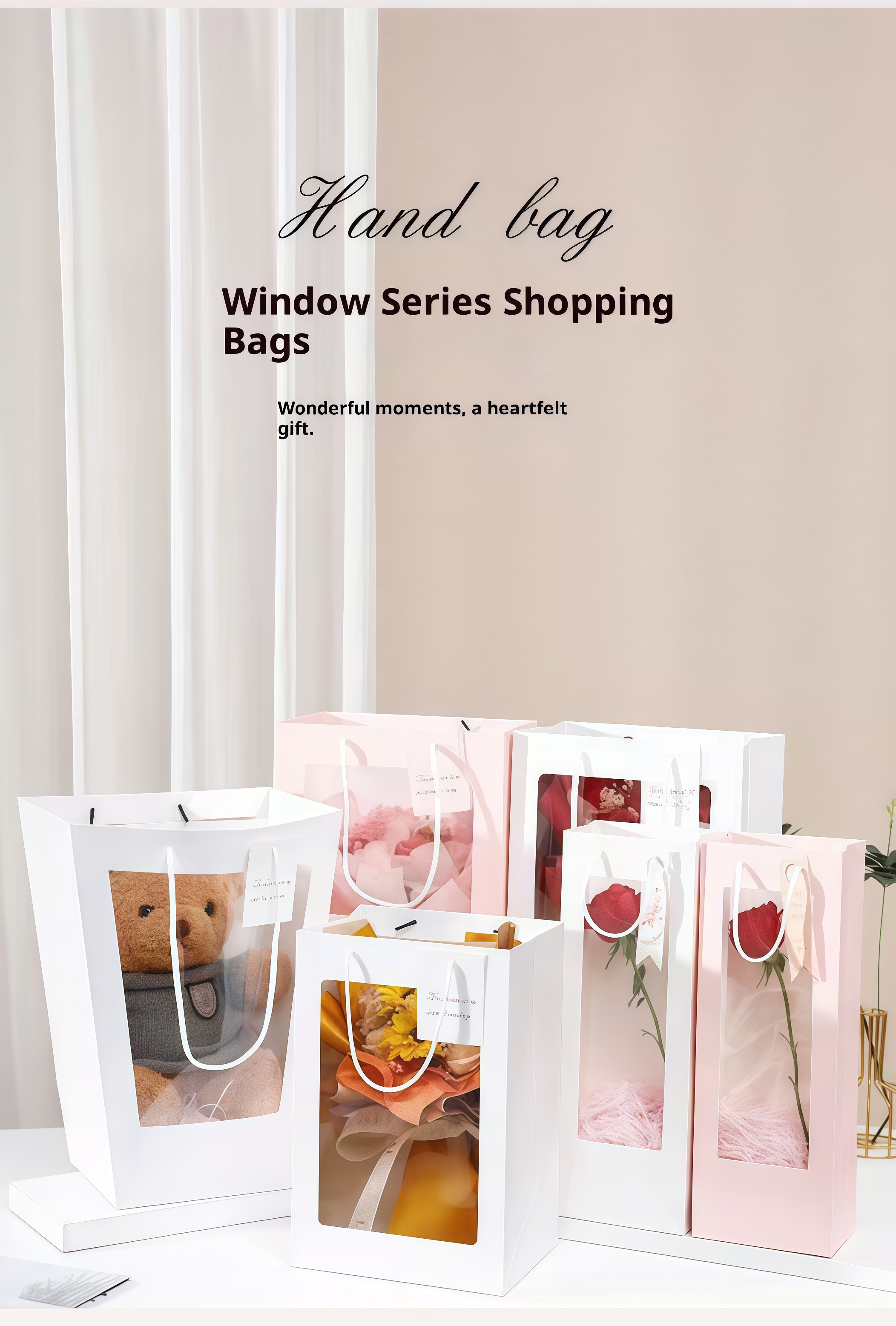 （5pcs）WINDOW PAPER BAG Flower Paper Tote Bag Handle Doorgift Kotak ...