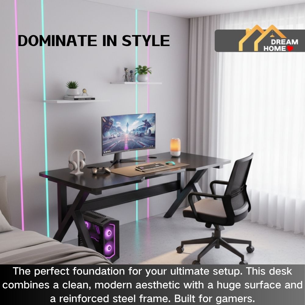 DREAM HOME Meja Gaming Carbon Fiber Heavy Duty PC Gaming Table Desk ...