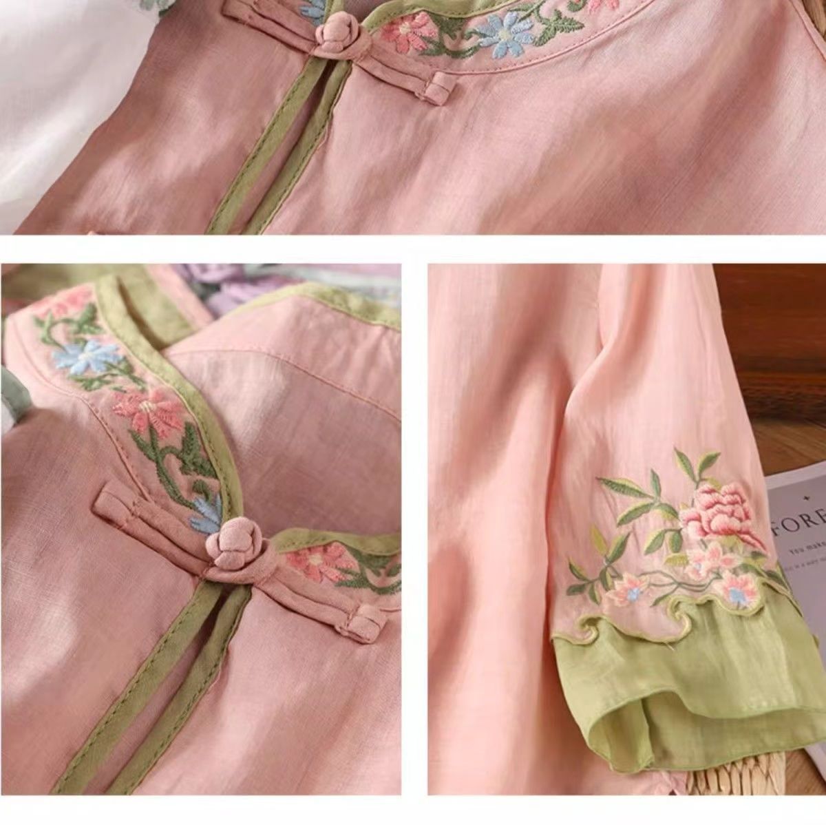 Niche Design Multi-Color Embroidery Blouse - Chinese Mandarin Collar ...