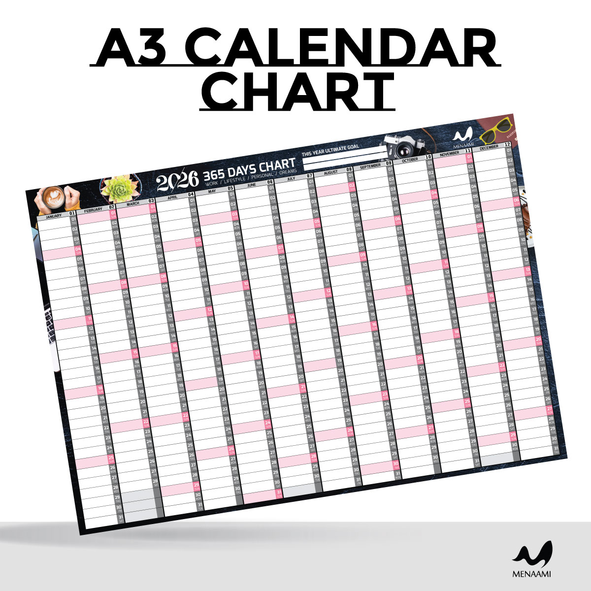 [ CALENDAR ] 2026 Planning Chart 365 Days Planner Carta Perancangan ...