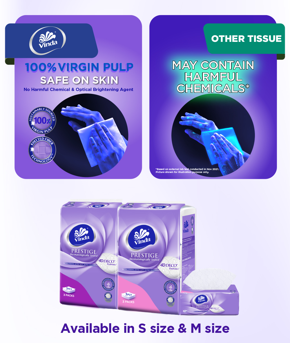 Vinda Prestige 4D Deco Embossed Facial Tissue (3x100s ...