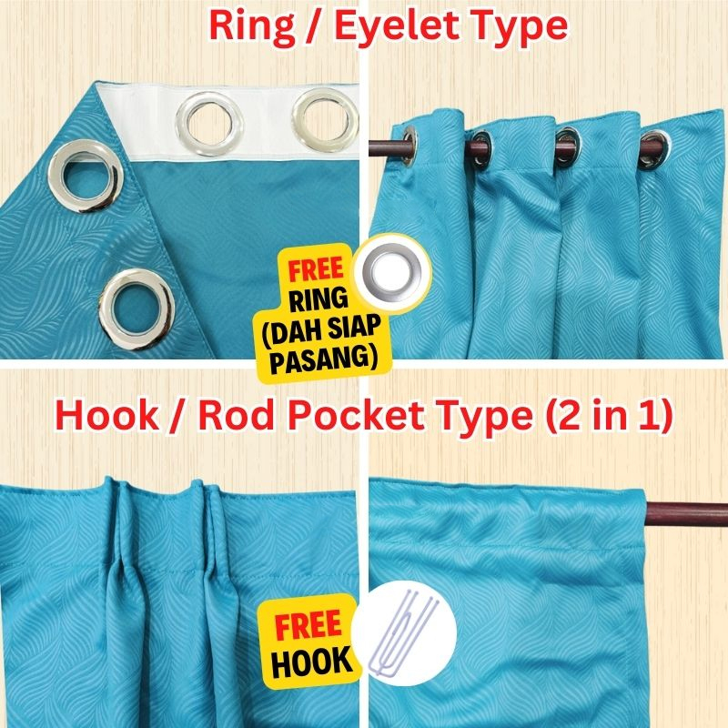 Lovhome NEW Langsir 95-99% Blackout Siap Jahit Cangkuk/Ring (Blackout ...