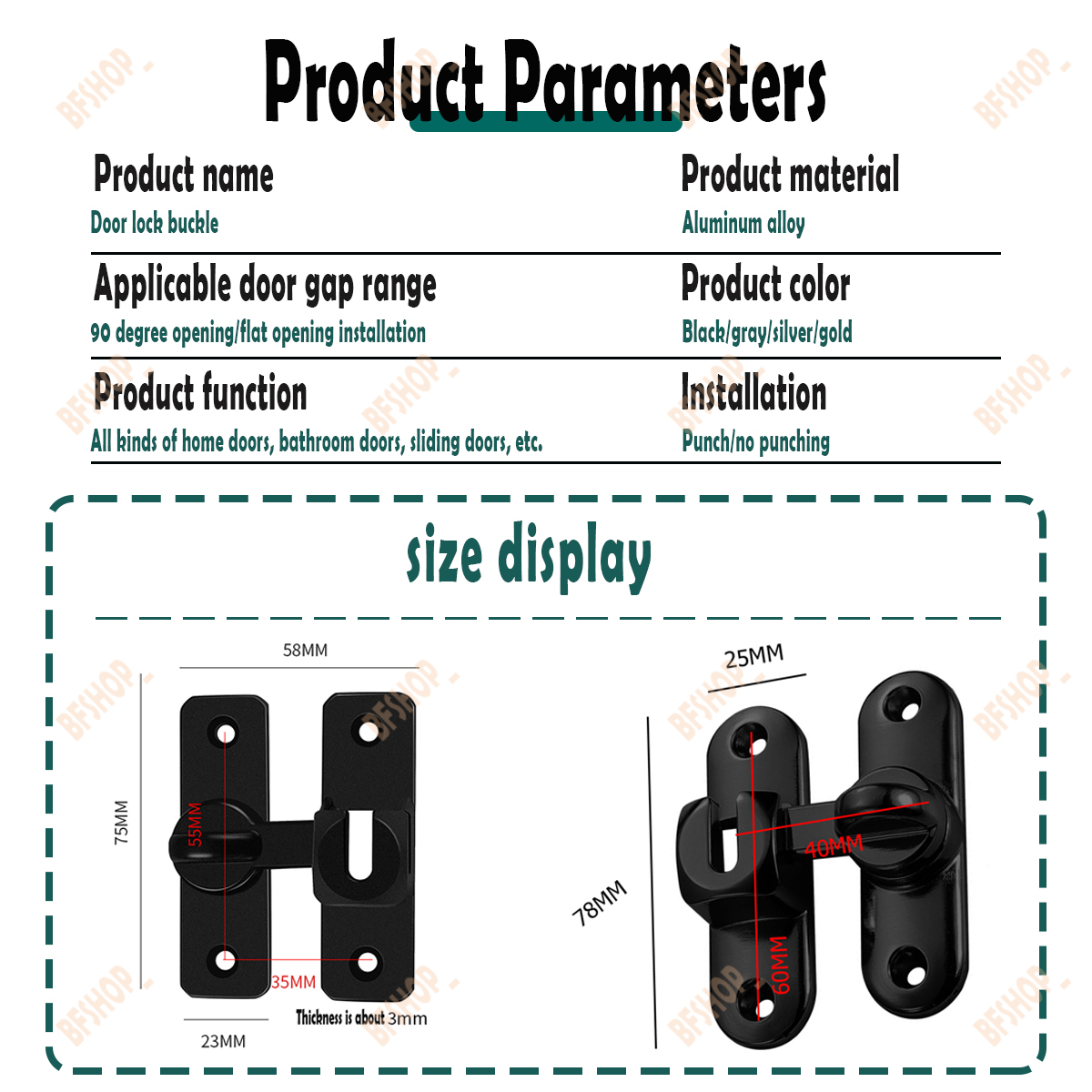 【COD】Zinc Alloy Door Lock Latch, Punch/No-Punch Installation for 90 ...