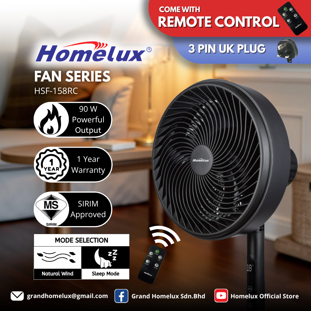 HOMELUX 8" STAND GALE FAN WITH REMOTE CONTROL HSF-158RC KIPAS KAWALAN ...