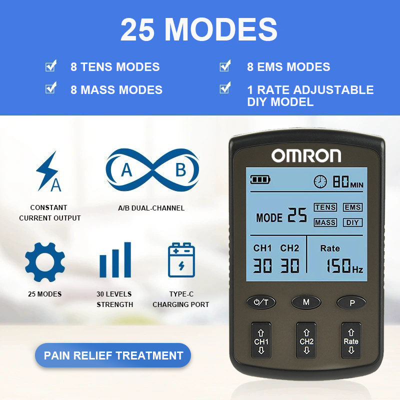 Omron TENS muscle stimulator - dual-channel electronic pulse massager ...