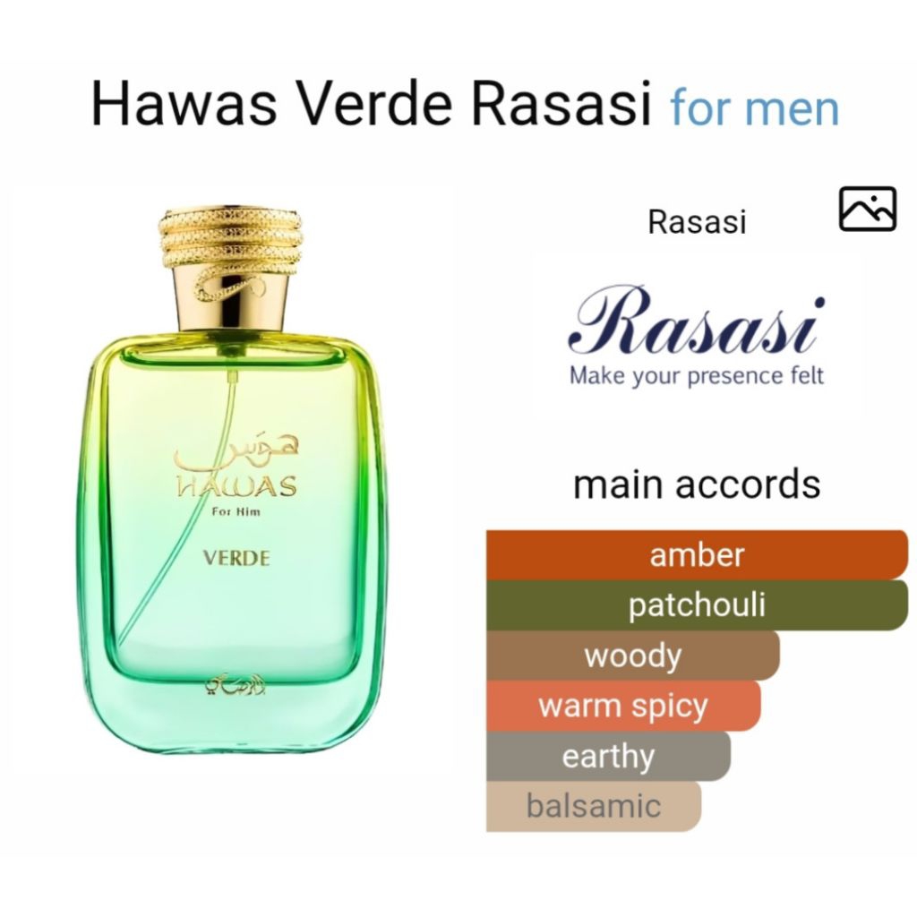 Original Perfume Tester (2ml/5ml/10ml) Rasasi Hawas Verde For Him EDP 💯 ...