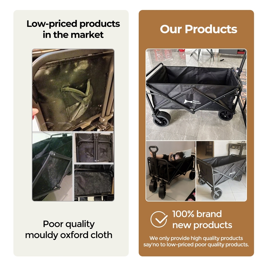 【WTHB】400L Outdoor Wagon Trolley 10 Inch -Heavy Duty Foldable Portable ...
