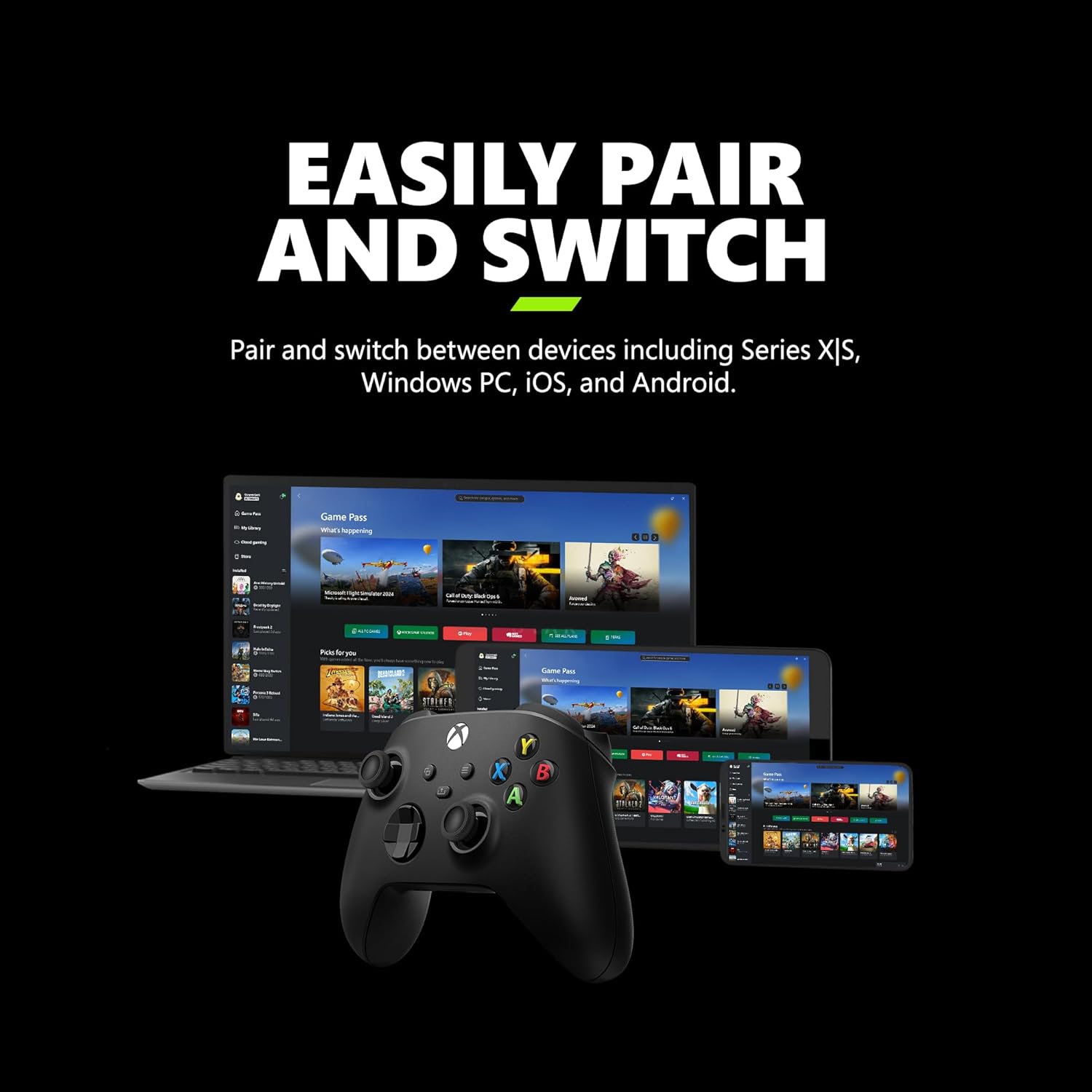 Xbox Wireless Gaming Controller – Play on Xbox, Windows, Android, iOS ...
