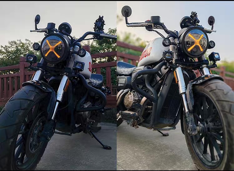 QJMotor SRV250 RGB Venom Headlamp Lampu Depan Retro Cafe Racer Bobber ...