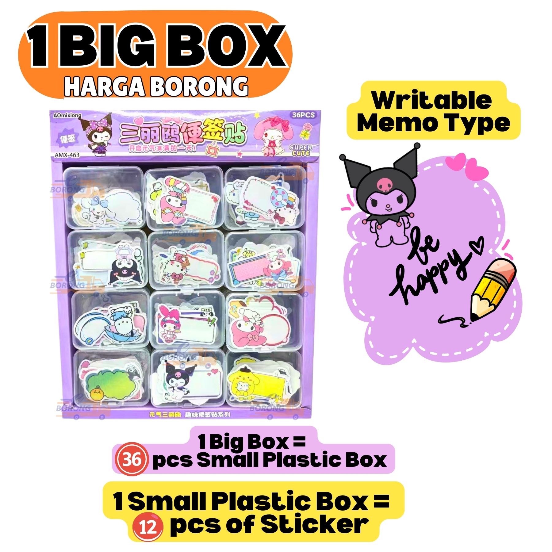 BORONG【36 Box】12pcs Capybara Sticker Box Set Birthday Goodies Doorgift ...
