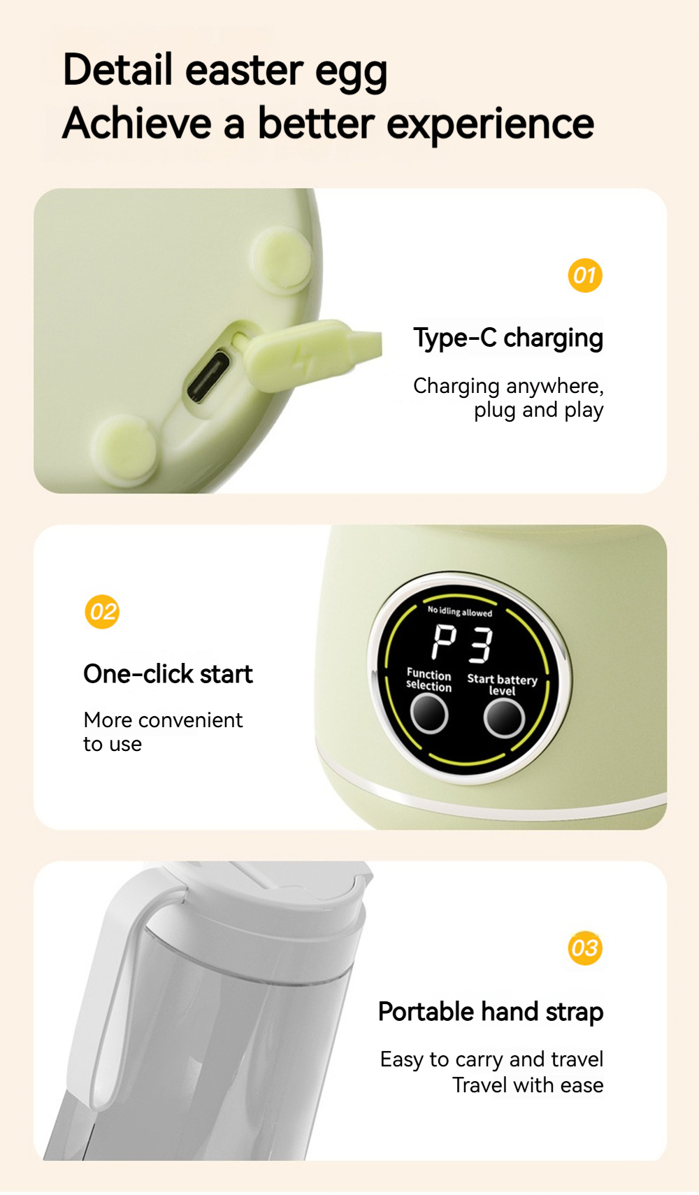 INSMART 3Speed Portable Juicer Crushed Ice Electric Mixing Cup ...