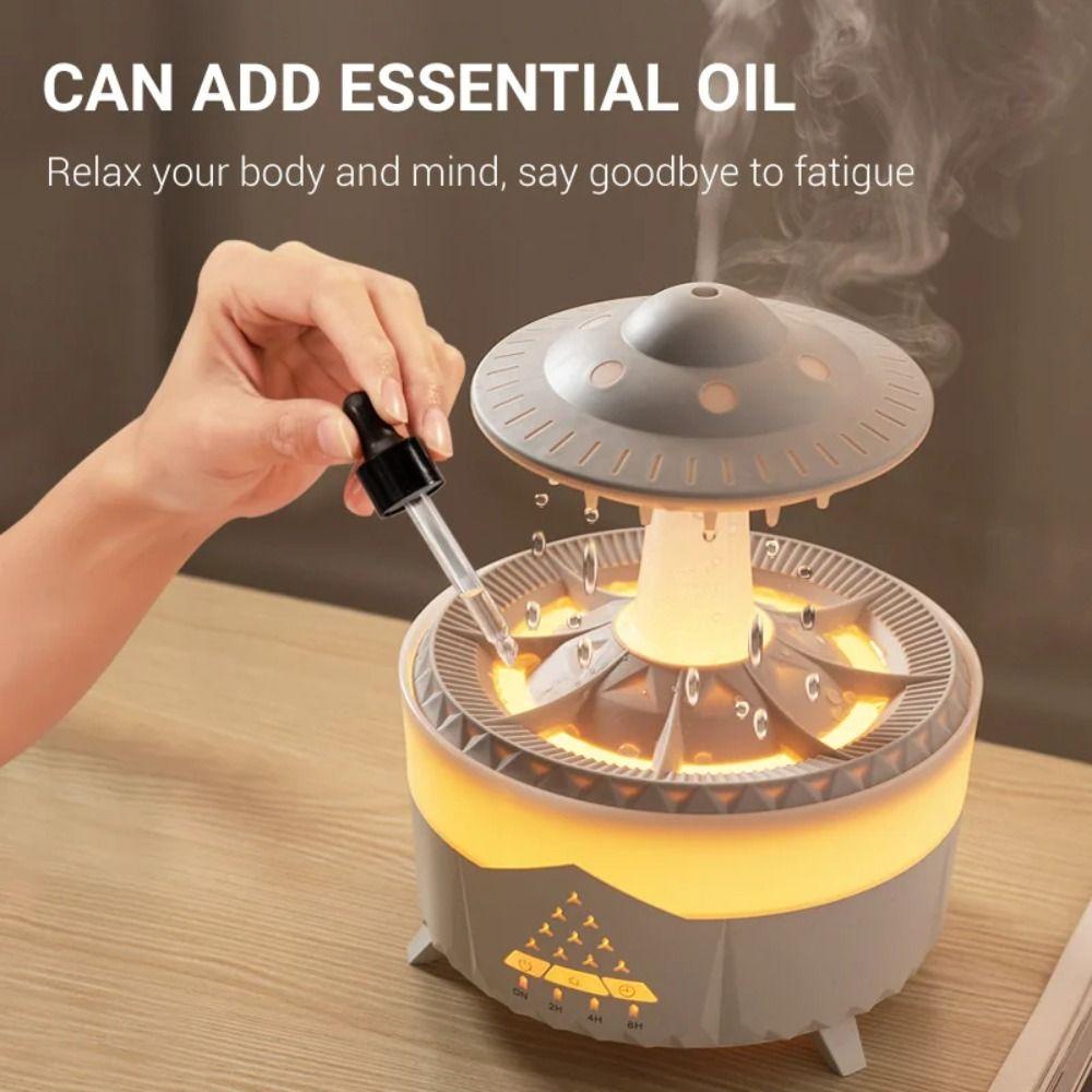 UFO Aromatherapy Humidifier Colorful LED Lights Raindrop Humidifier ...