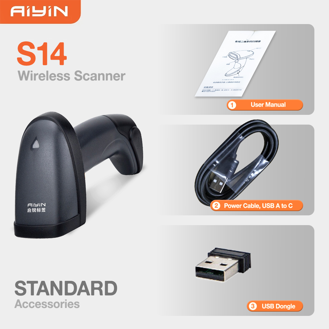 COD Scanner Wireless USB 1D 2D barcode support IOS Android S14 AiYin ...