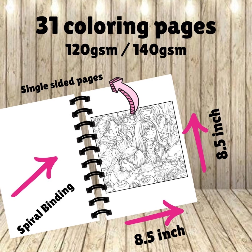Daily girl by Rowon coloring book 31 coloring pages Kertas Kertas ...