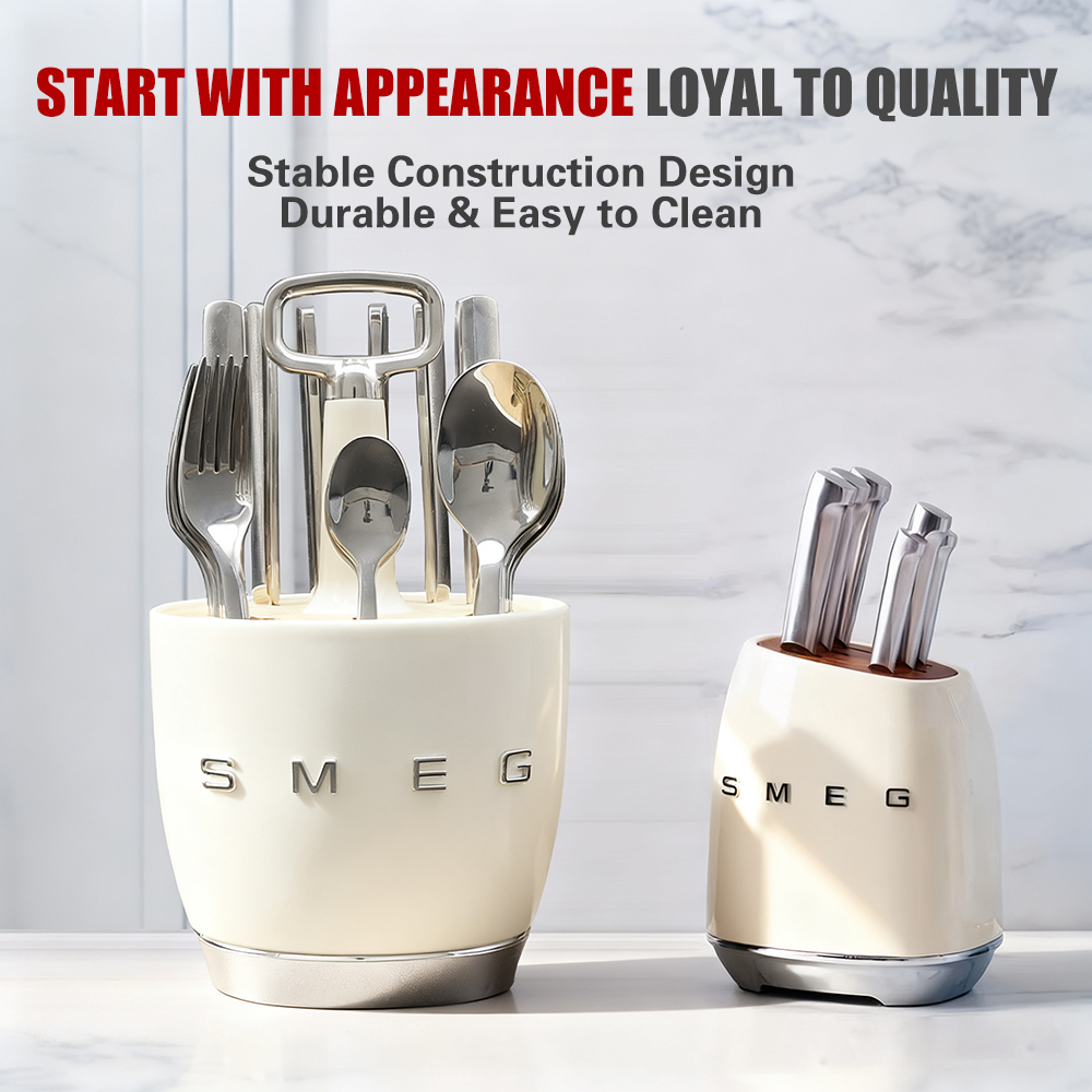 SMEG Off-White Stainless Steel Dinnerware Set Retro Style Dinnerware ...