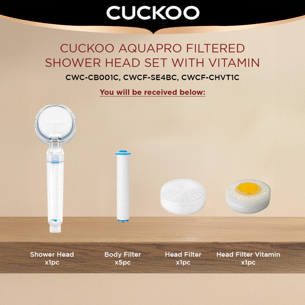 CUCKOO AquaPro Filtered Shower Head with Vitamin Filter Set-ESS0075 ...