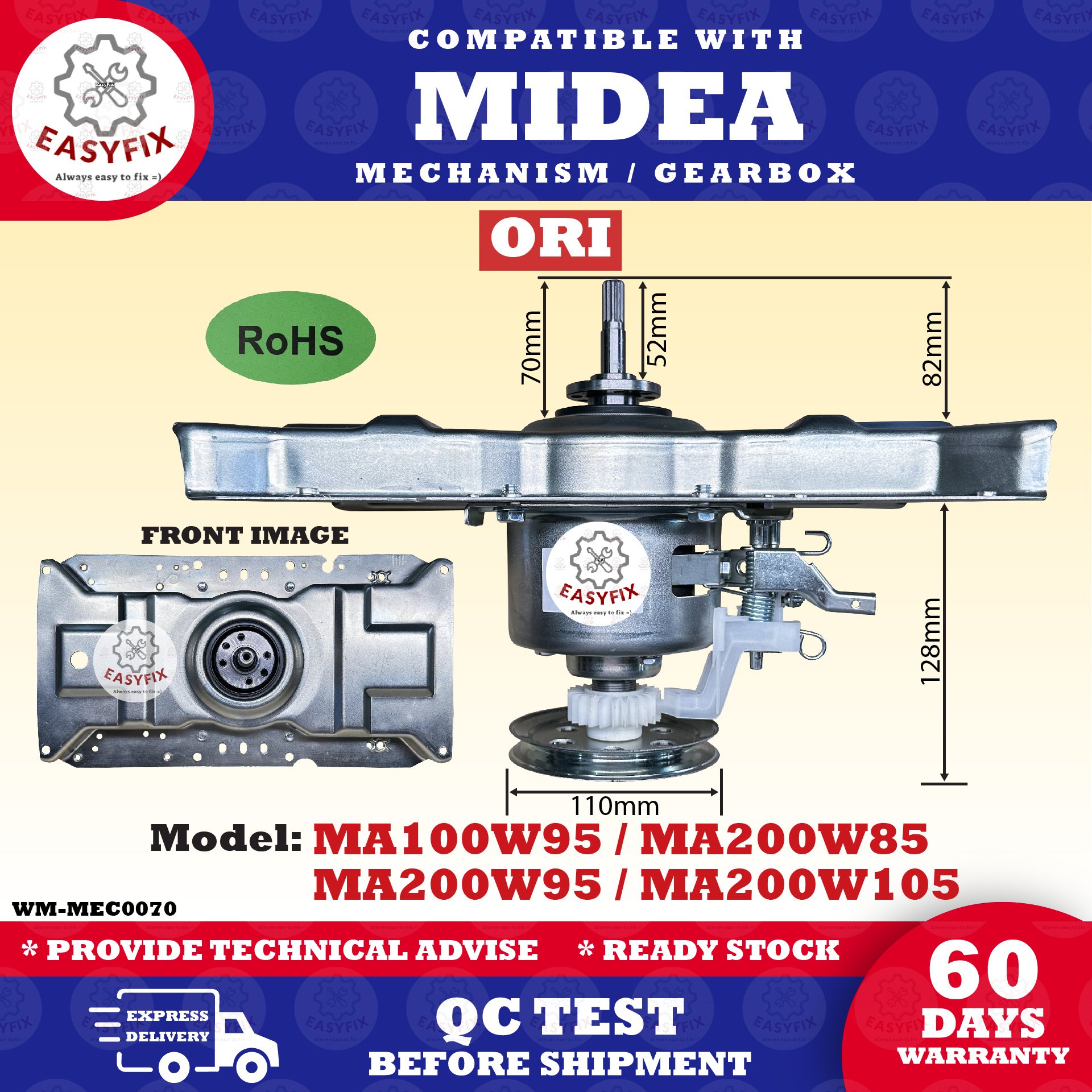 MA100W95 / MA200W85 / MA200W95 / MA200W105 WASHING MACHINE MECHANISM ...