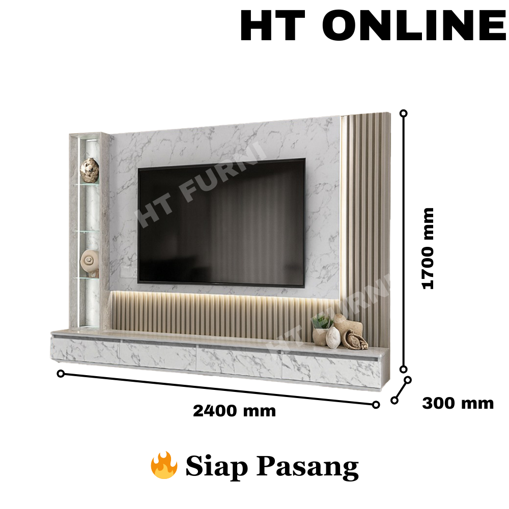[HT ONLINE] TV Cabinet Gantung 8ft | Kabinet TV Moden | Almari TV ...