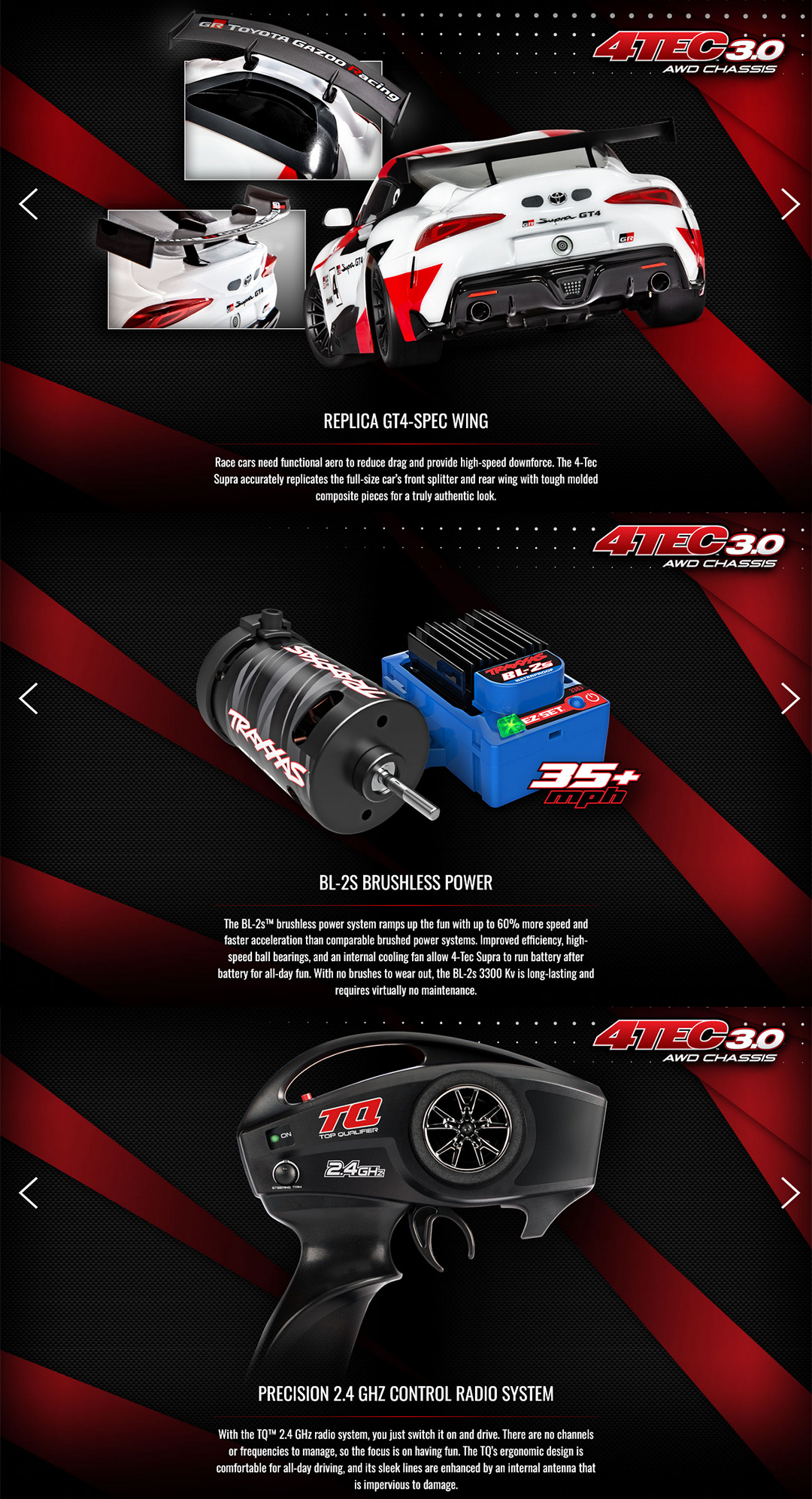 TRAXXAS TOYOTA GR SUPRA GT4 BL-2S 4-TEC 3.0 ALL WHEELS DRIVE RACE CAR ...