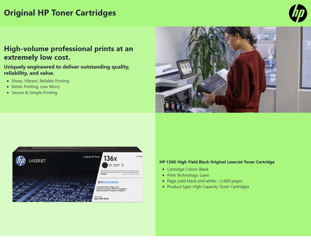 HP 136X Black Original LaserJet Toner Cartridge / Compatible for HP ...