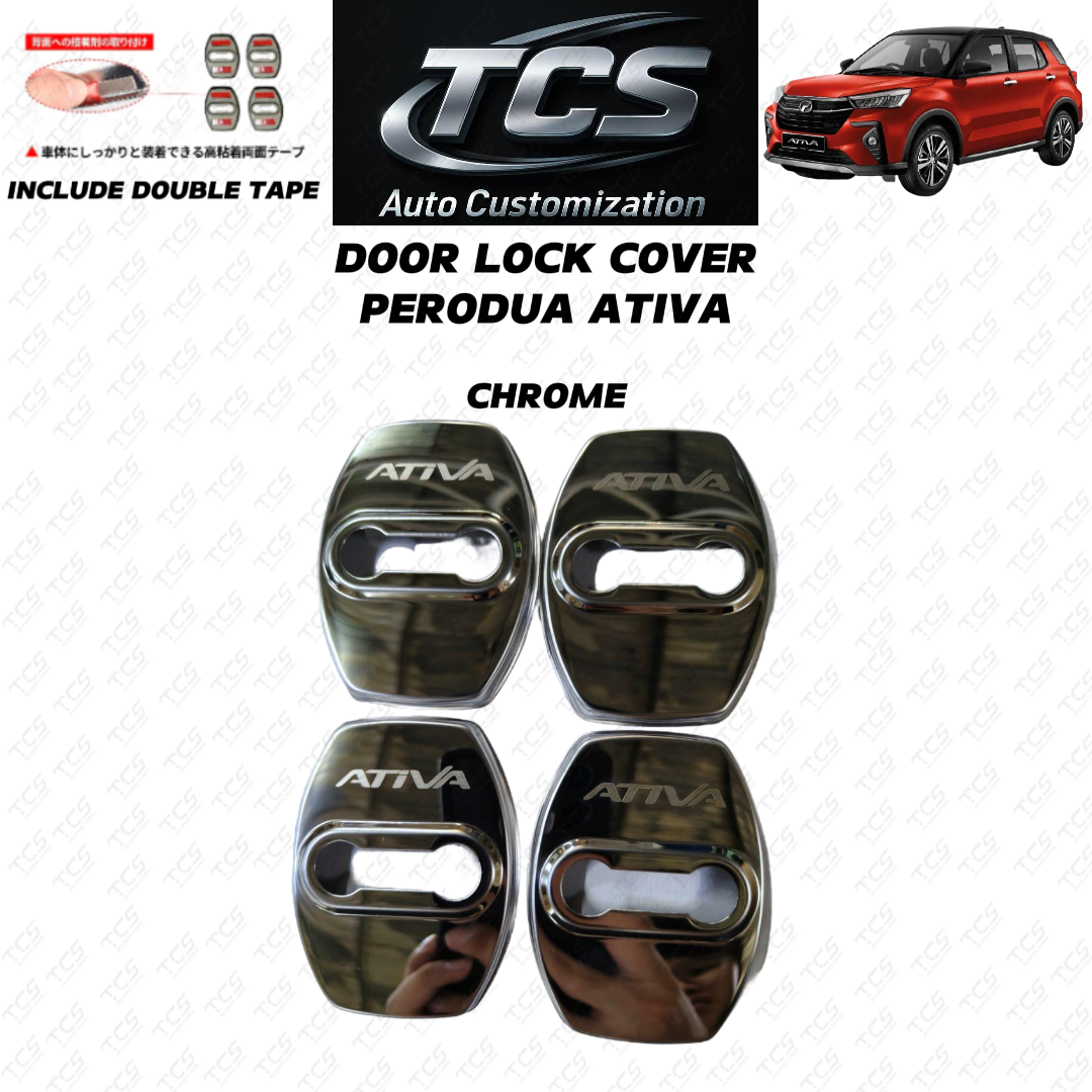 TCS PERODUA ATIVA CAR DOOR LOCK COVER FRAME ACCESSORIES STAINLESS STEEL ...