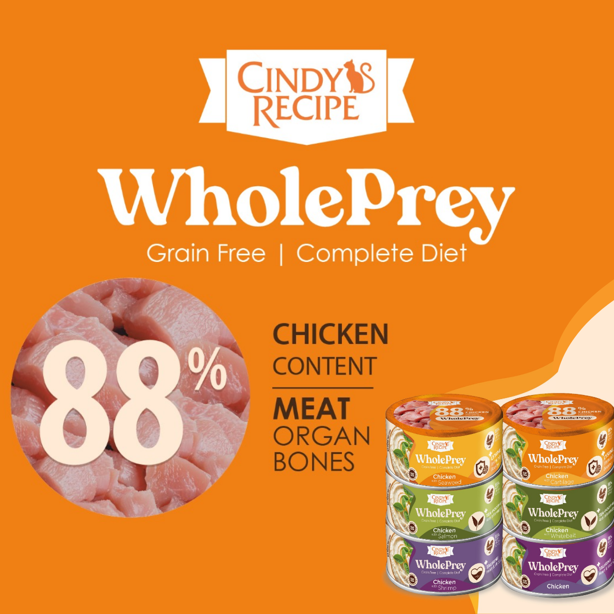 GUN PET Cindy's Recipe WholePrey Cat Canned Wet Food Cindy Can Makanan ...