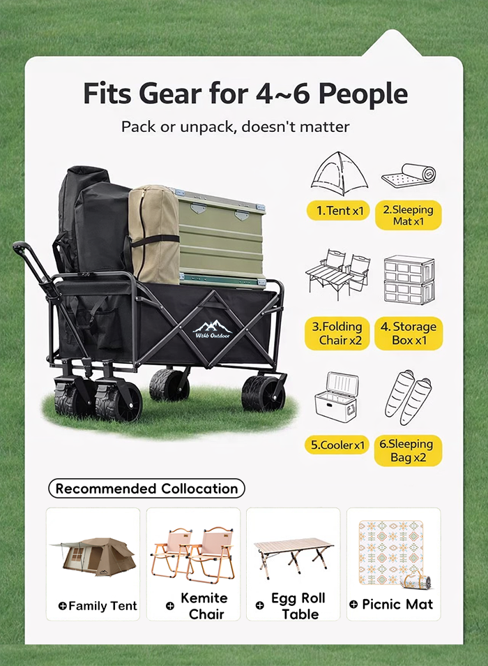 WTHB 400L Outdoor Wagon Trolley Heavy Duty Foldable Camping Cart ...