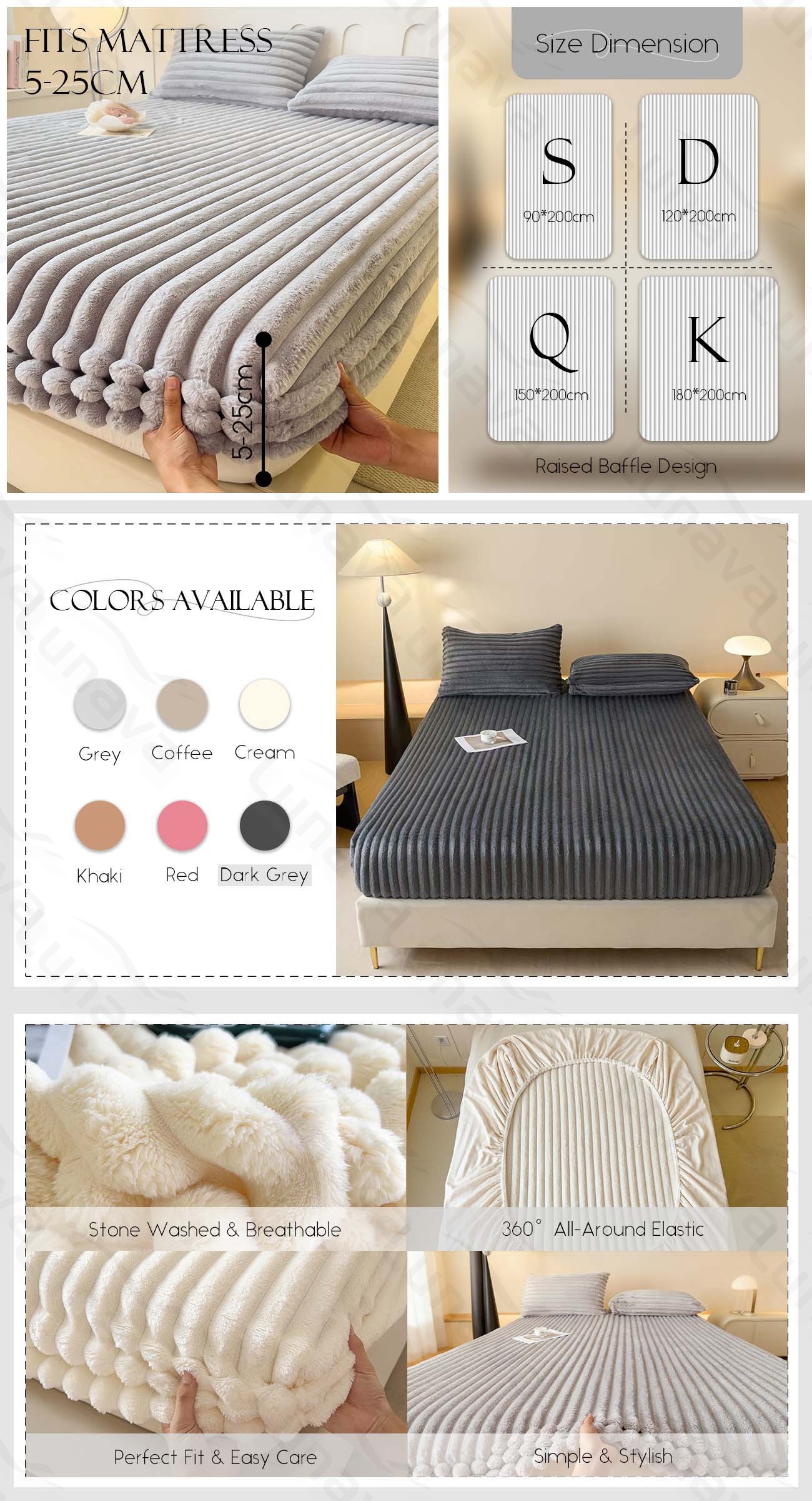 LUNAVA Bedsheet Cadar Single/Queen Milk Velvet Rabbit Fur No Lukot No ...