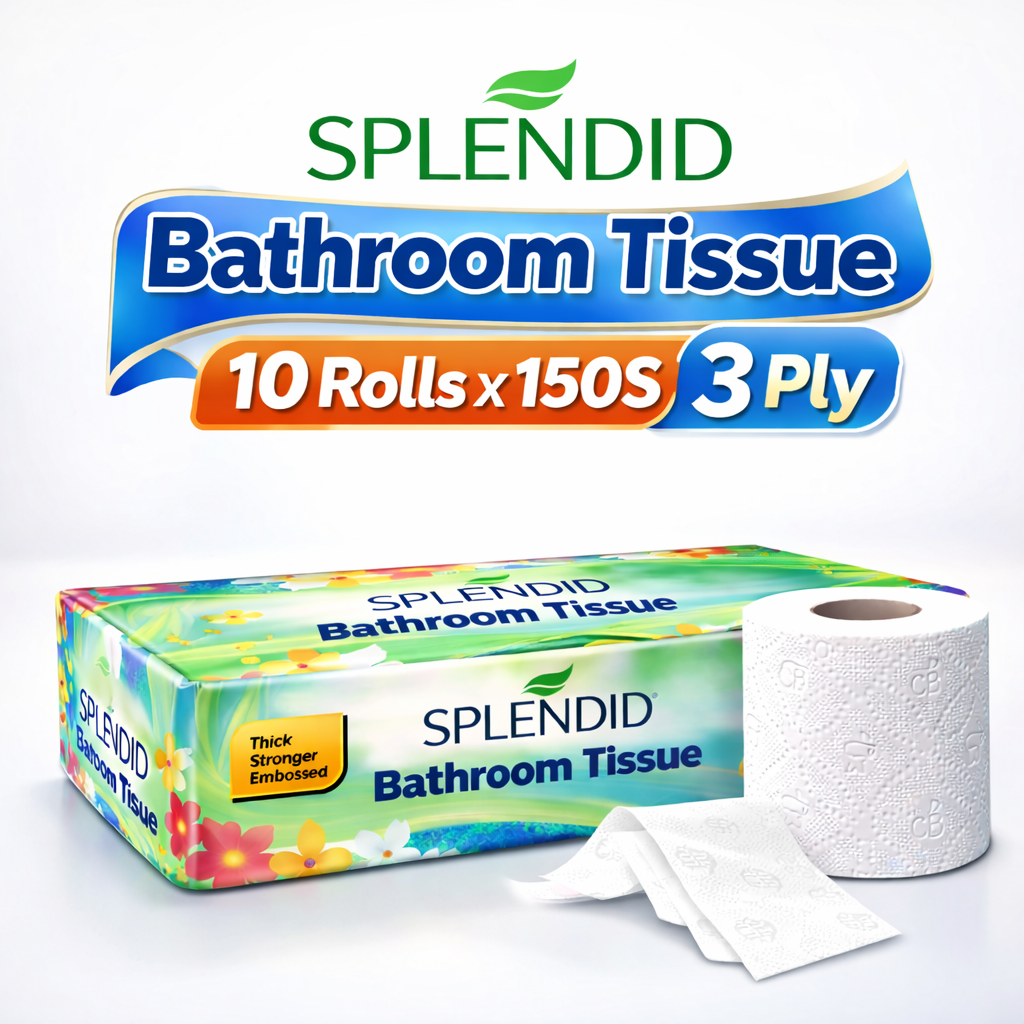 (100 Rolls) Splendid Toilet Paper Tissue Roll Bathroom Tissue 4500 Pcs ...
