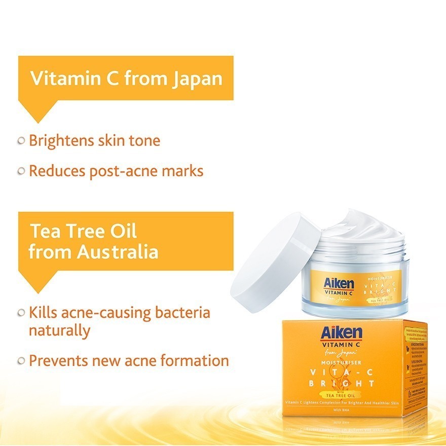 Aiken Vita-C Brightening Gel Texture Moisturiser (40g x 3) | Shopee ...